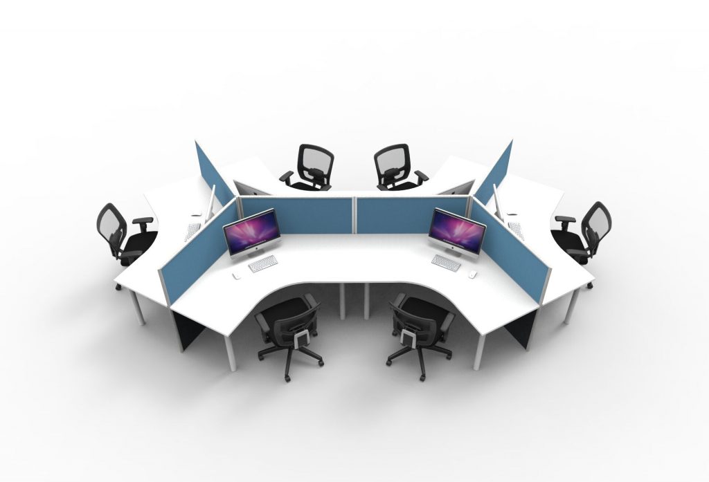 Screen Workstation 120 Degree 3 Person Pod with Centre Screens (DC60 ...