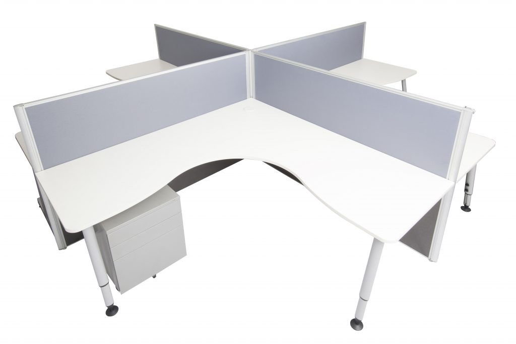 Screen Corner Workstation Crucifix 4 Person Pod with Centre Screens ...
