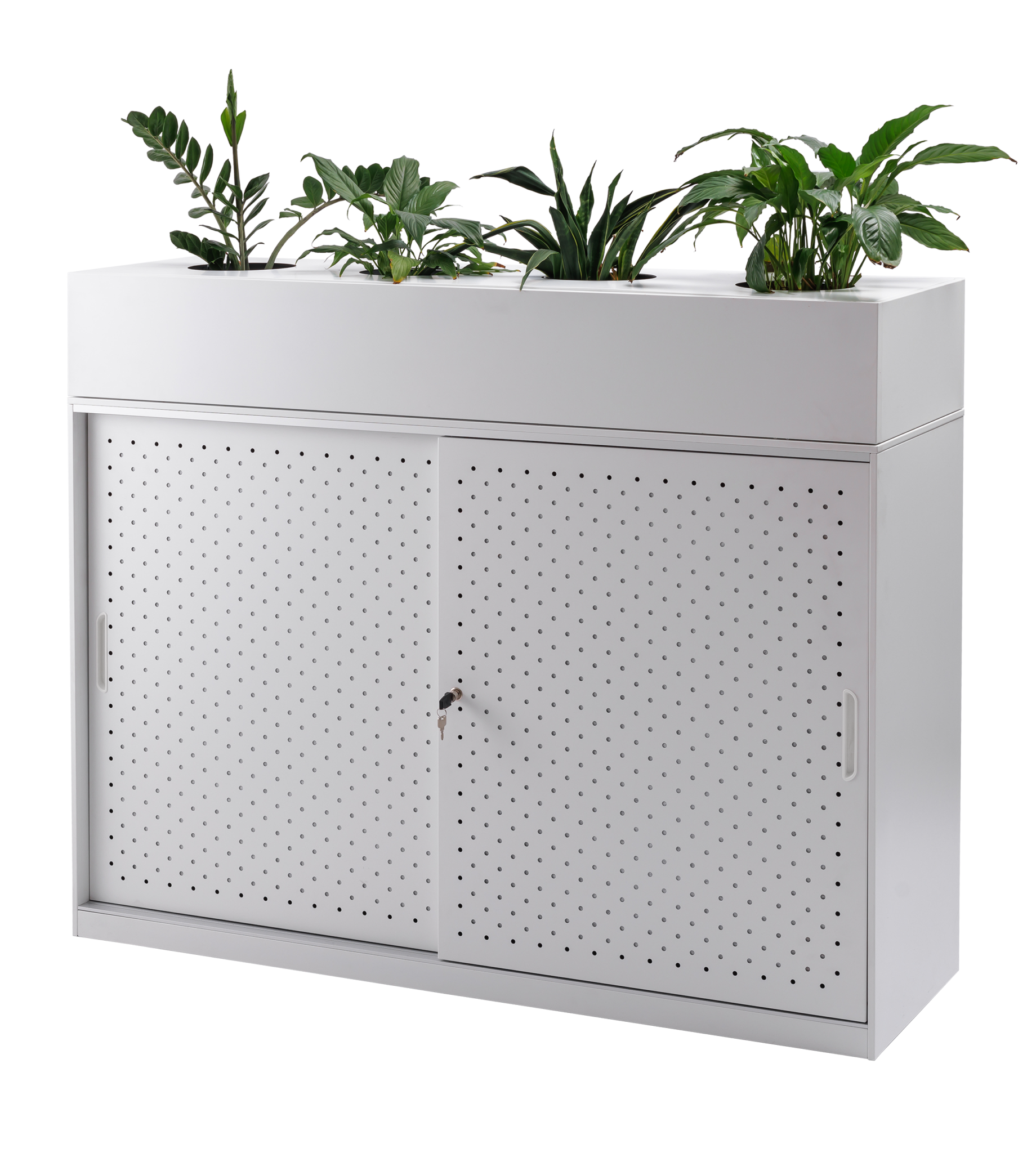 Perforated Sliding Door Cupboard with Planter Box - Xpert Office Furniture