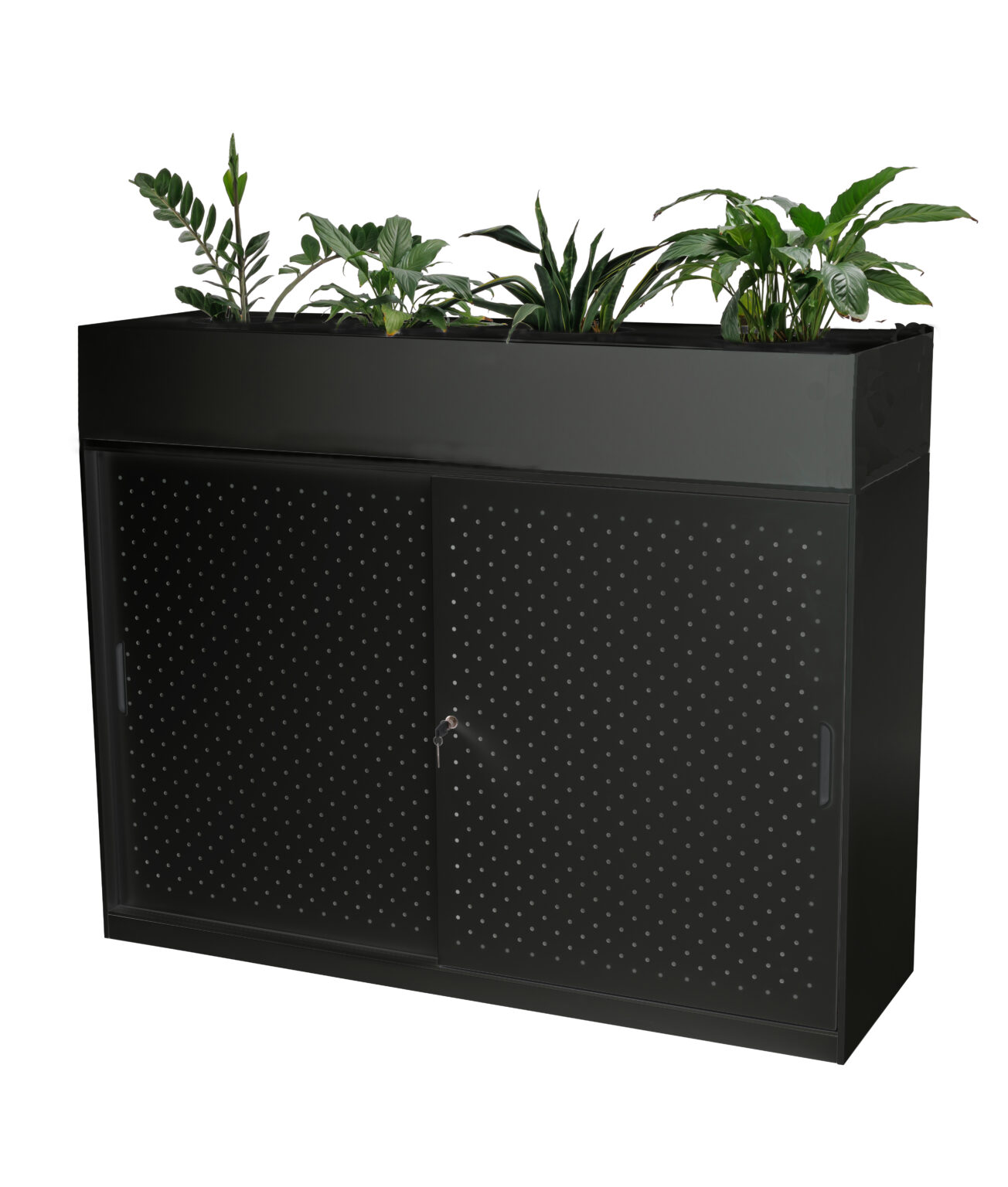 Perforated Sliding Door Cupboard with Planter Box - Xpert Office Furniture